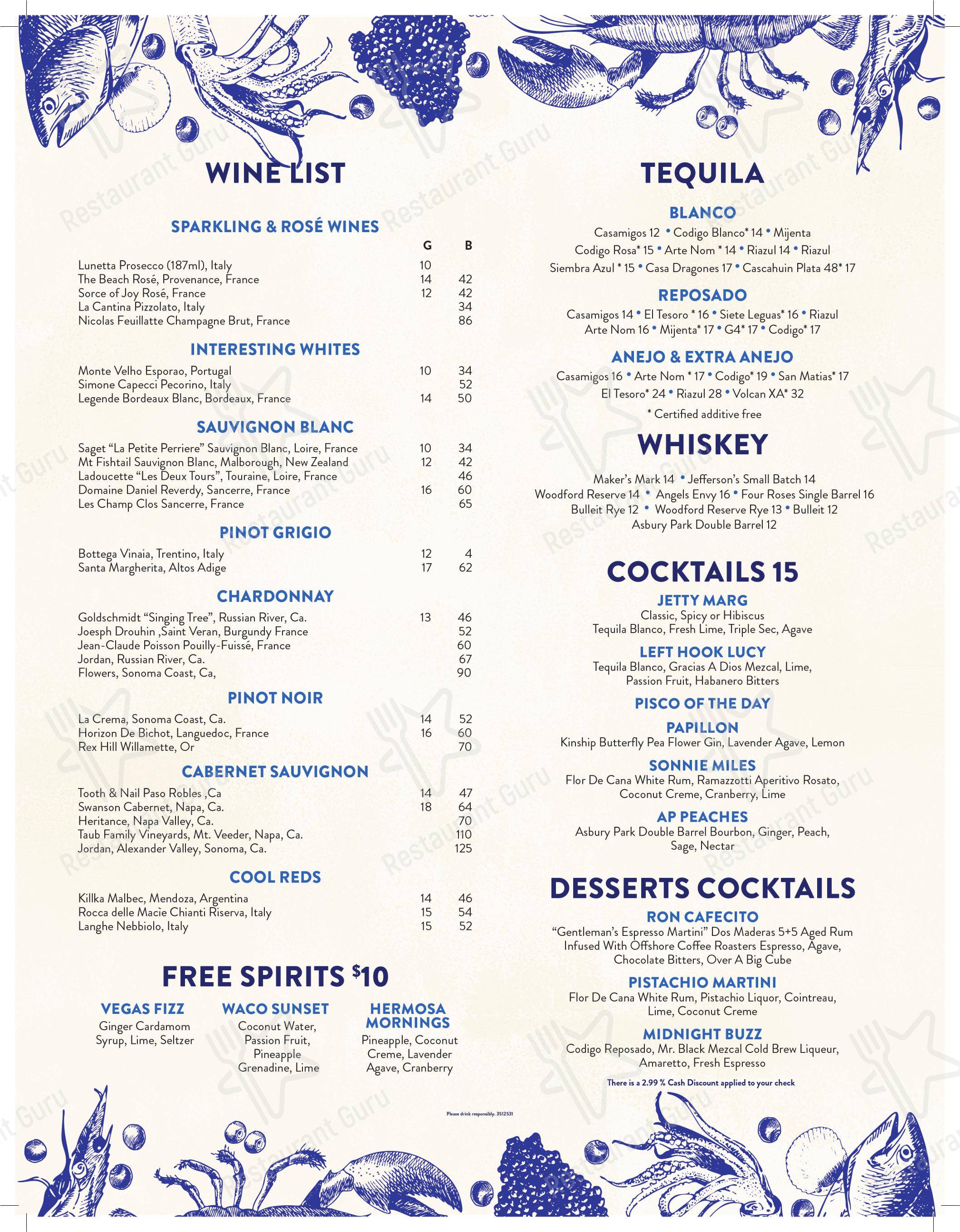 Menu at 2nd Jetty Seafood restaurant, Sea Bright