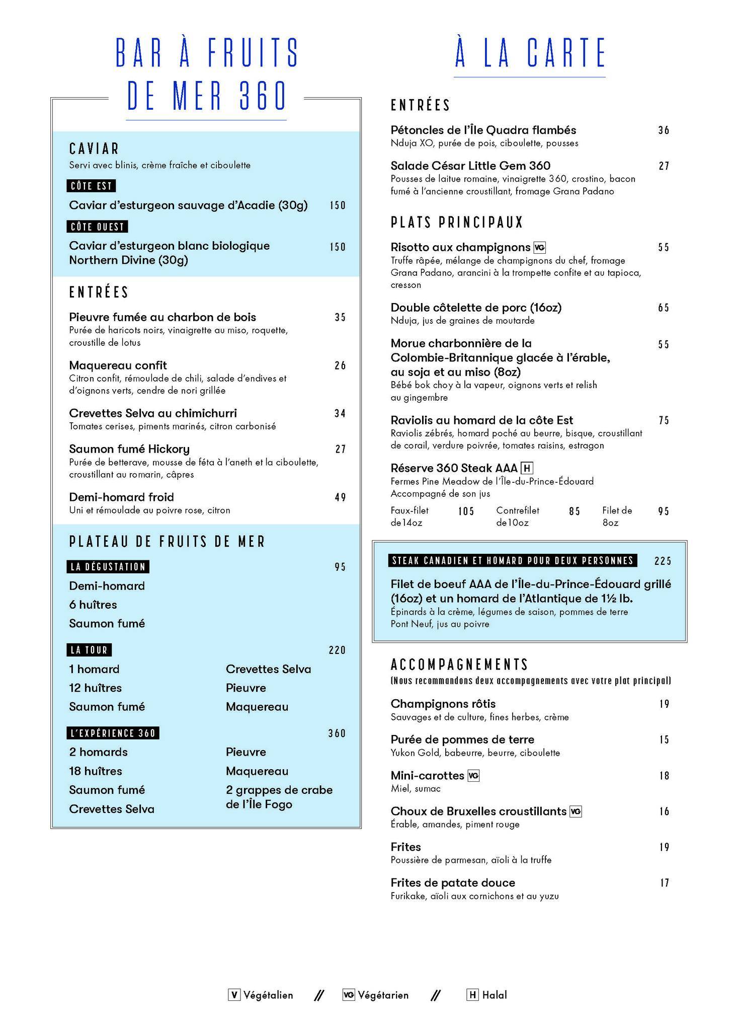 Menu at 360 The Restaurant at the CN Tower, Toronto