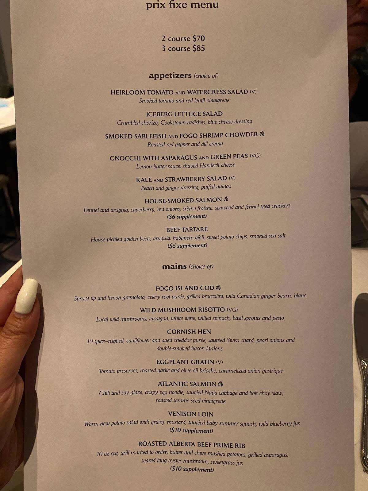 Menu at 360 The Restaurant at the CN Tower, Toronto