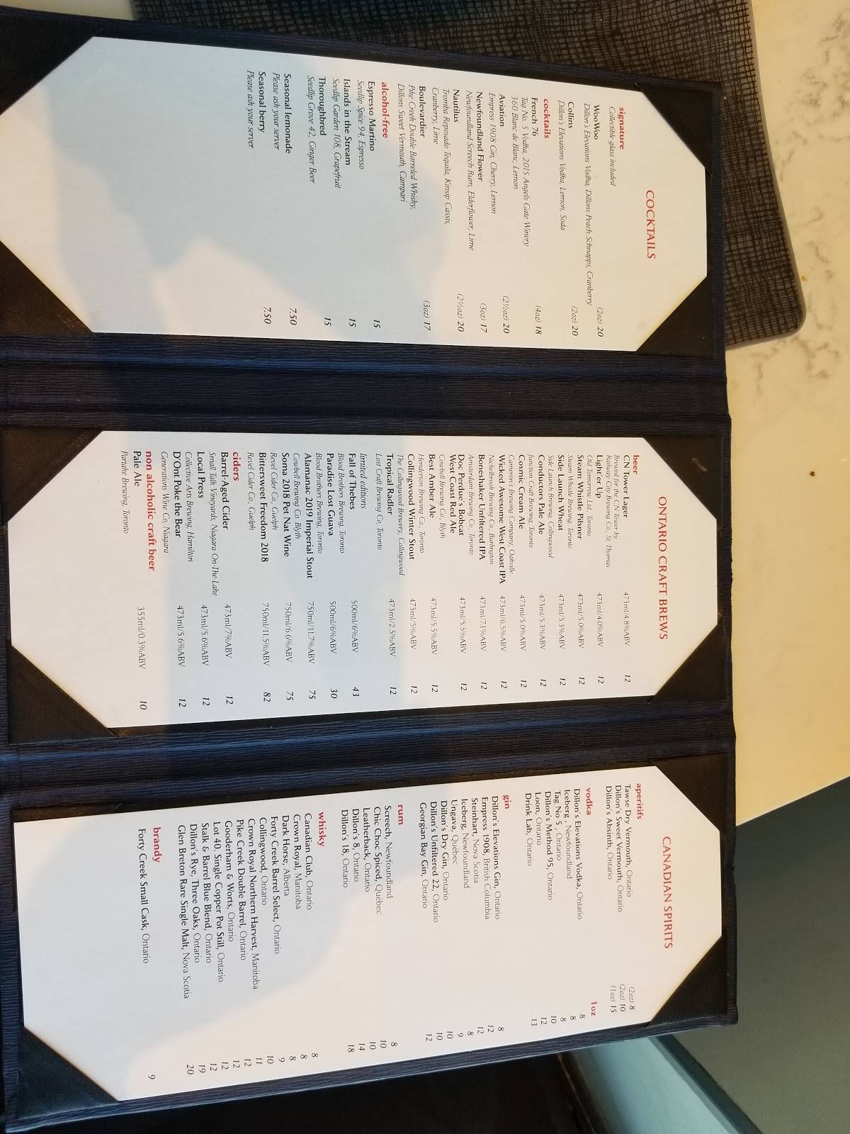Menu at 360 The Restaurant at the CN Tower, Toronto