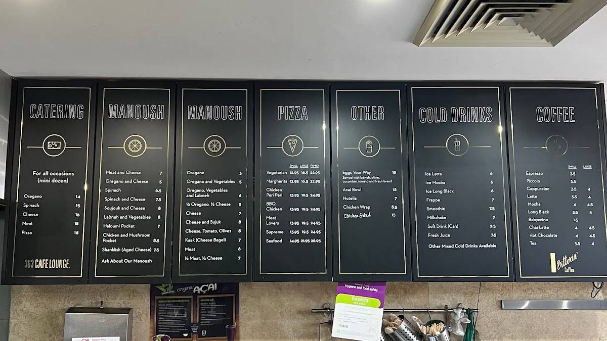 Menu at 363 Cafe Lounge & Bakery Campsie (Manoush), Campsie