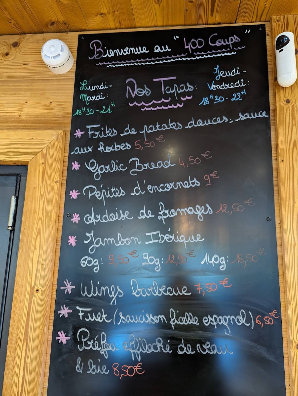 Menu at 400 Coups Pub & Restaurant, Marignier