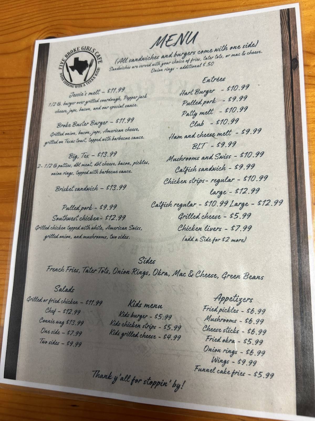 Carta del restaurante 5 Broke Girls - Cave City, Cave City