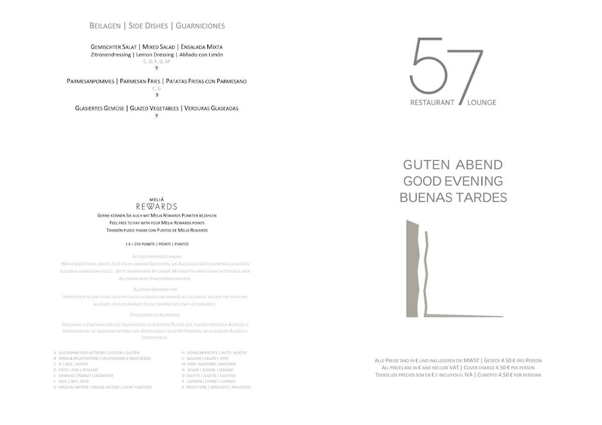 Menu at 57 Restaurant, Vienna