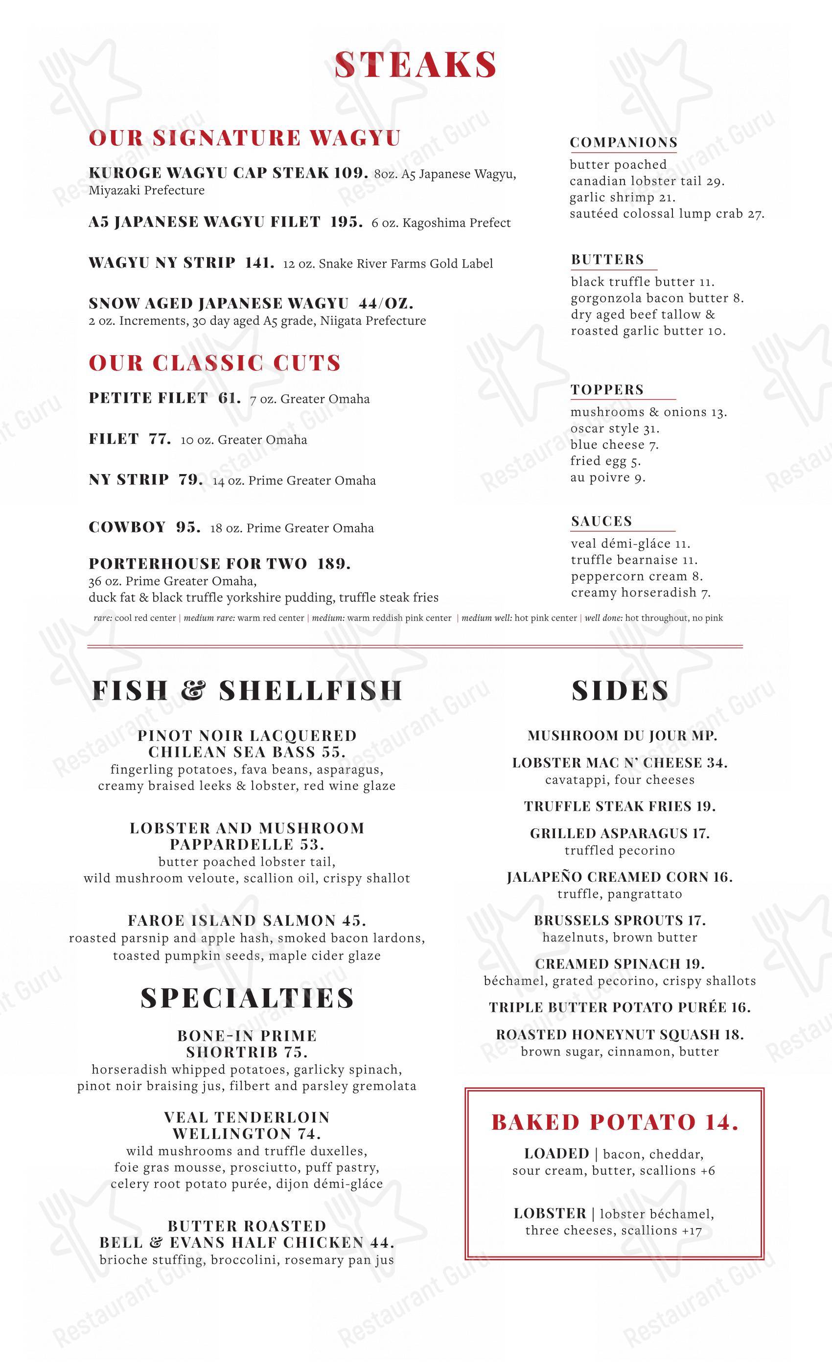 Menu at 677 Prime steakhouse, Albany