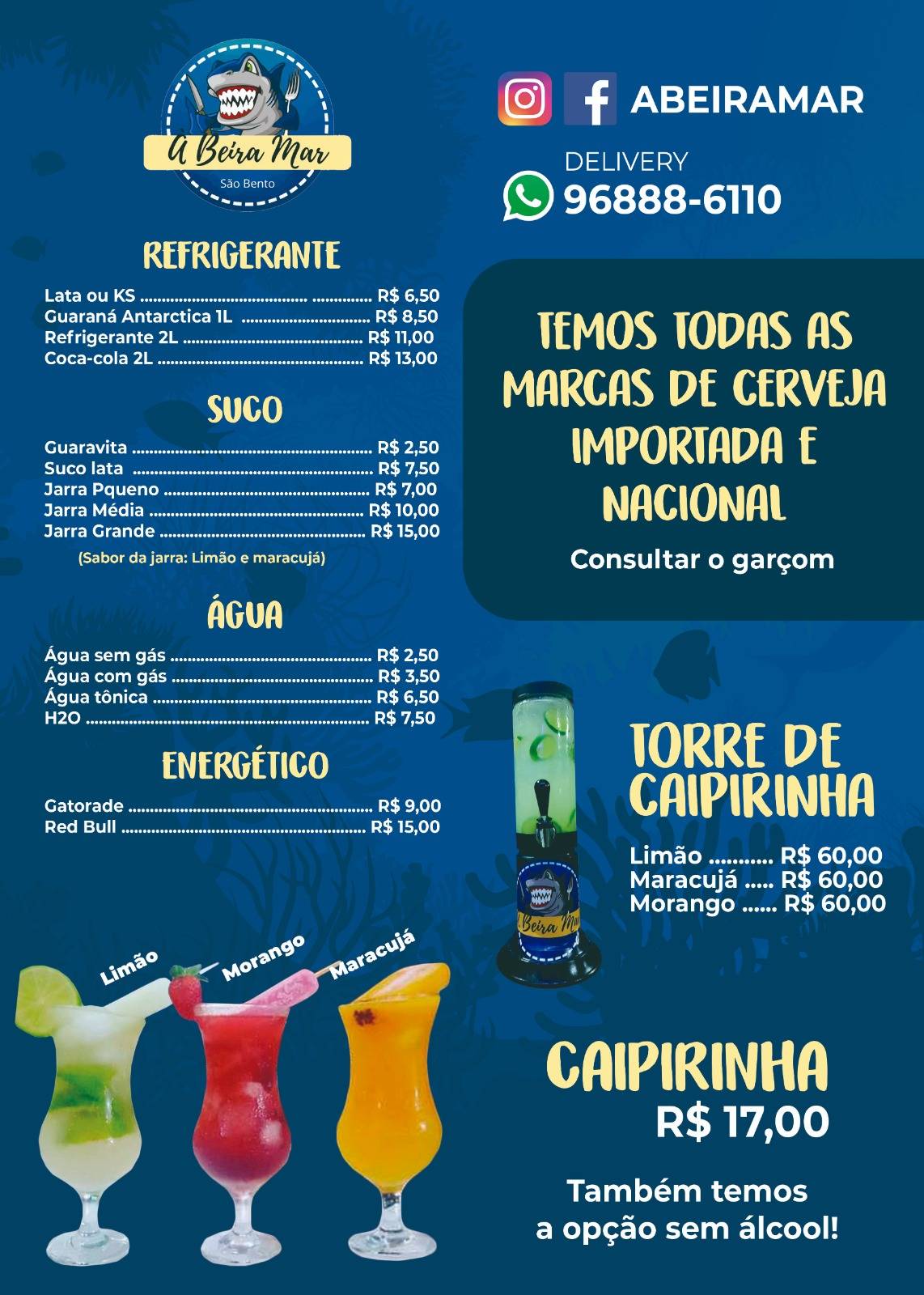 Menu em A Beira Mar restaurante, Duque de Caxias, R. Wilson Barroso
