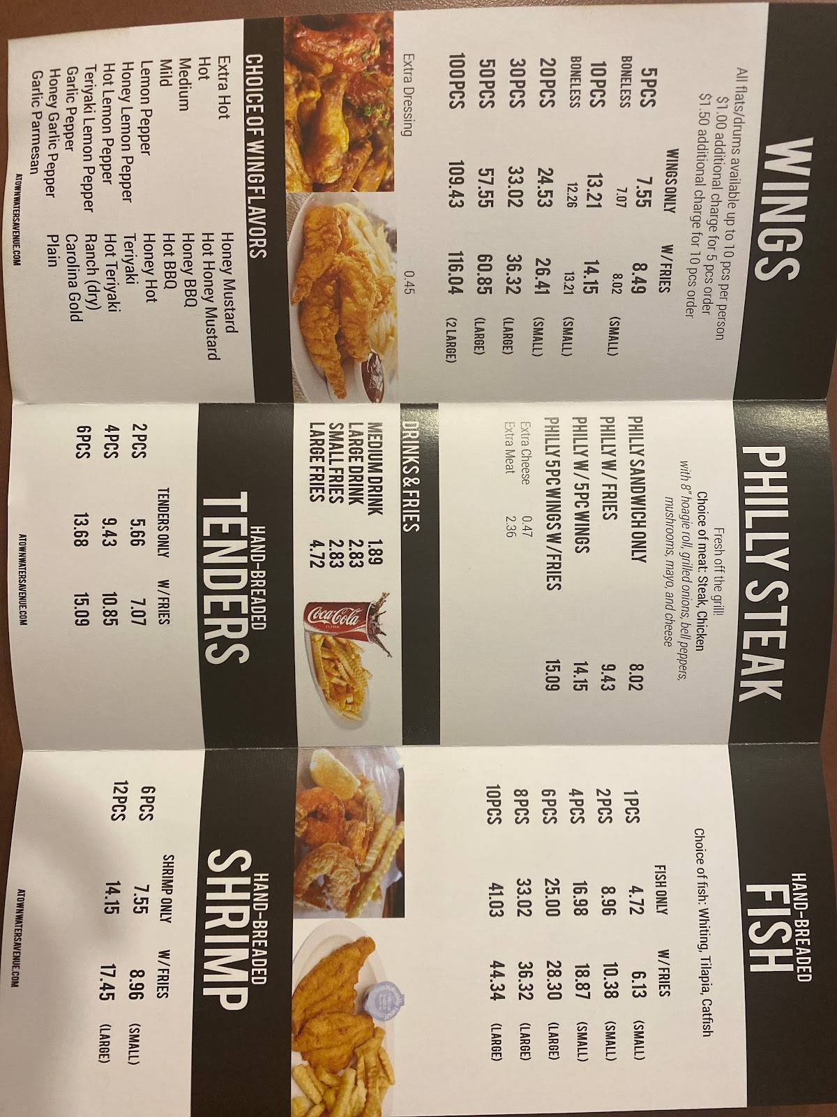 Menu at A Town Wings restaurant, Brunswick