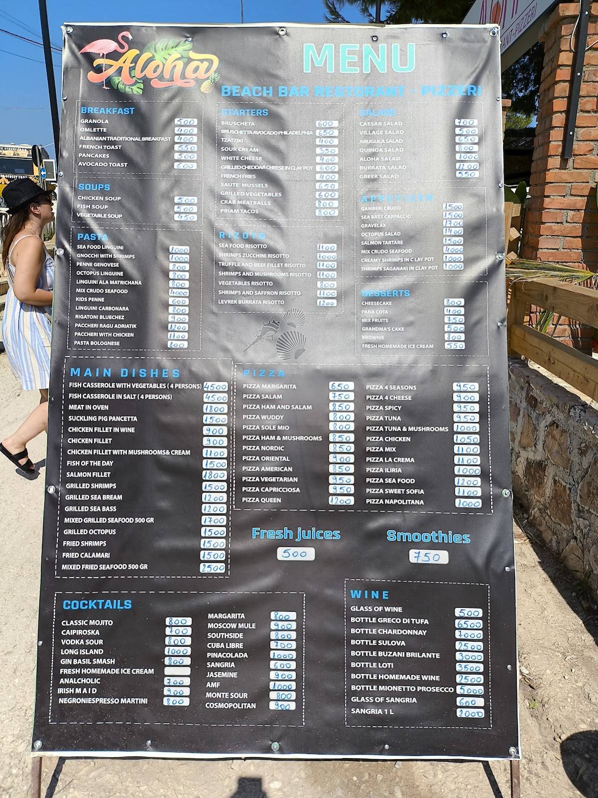 Menu at ALOHA KSAMIL Beach Bar, Restaurant & Pizzeria, Ksamil