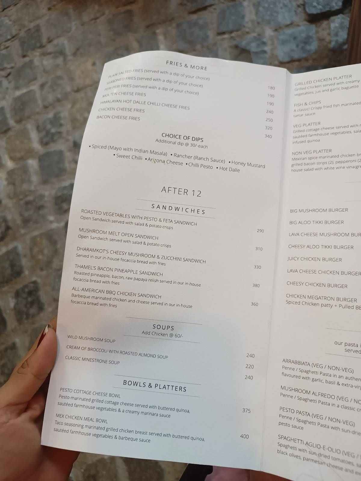 Menu at AMA Cafe, Dehradun