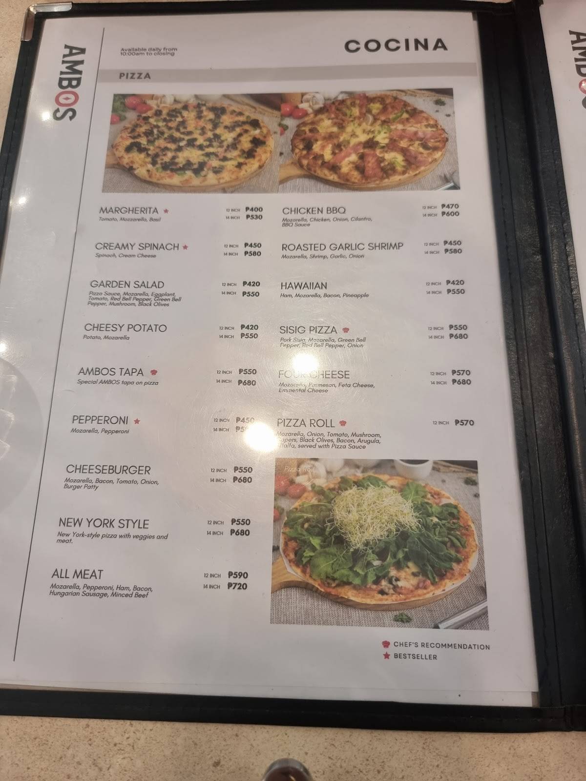 Menu at AMBOS Panaderia + Cocina - Southwoods restaurant, Biñan