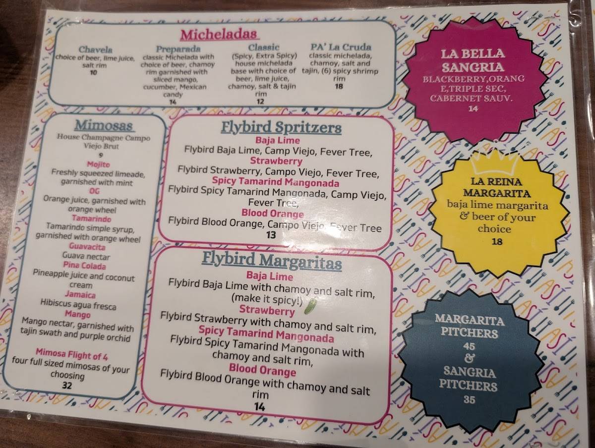 Menu at ASI Mexican Fusion Bistro restaurant, San Jose