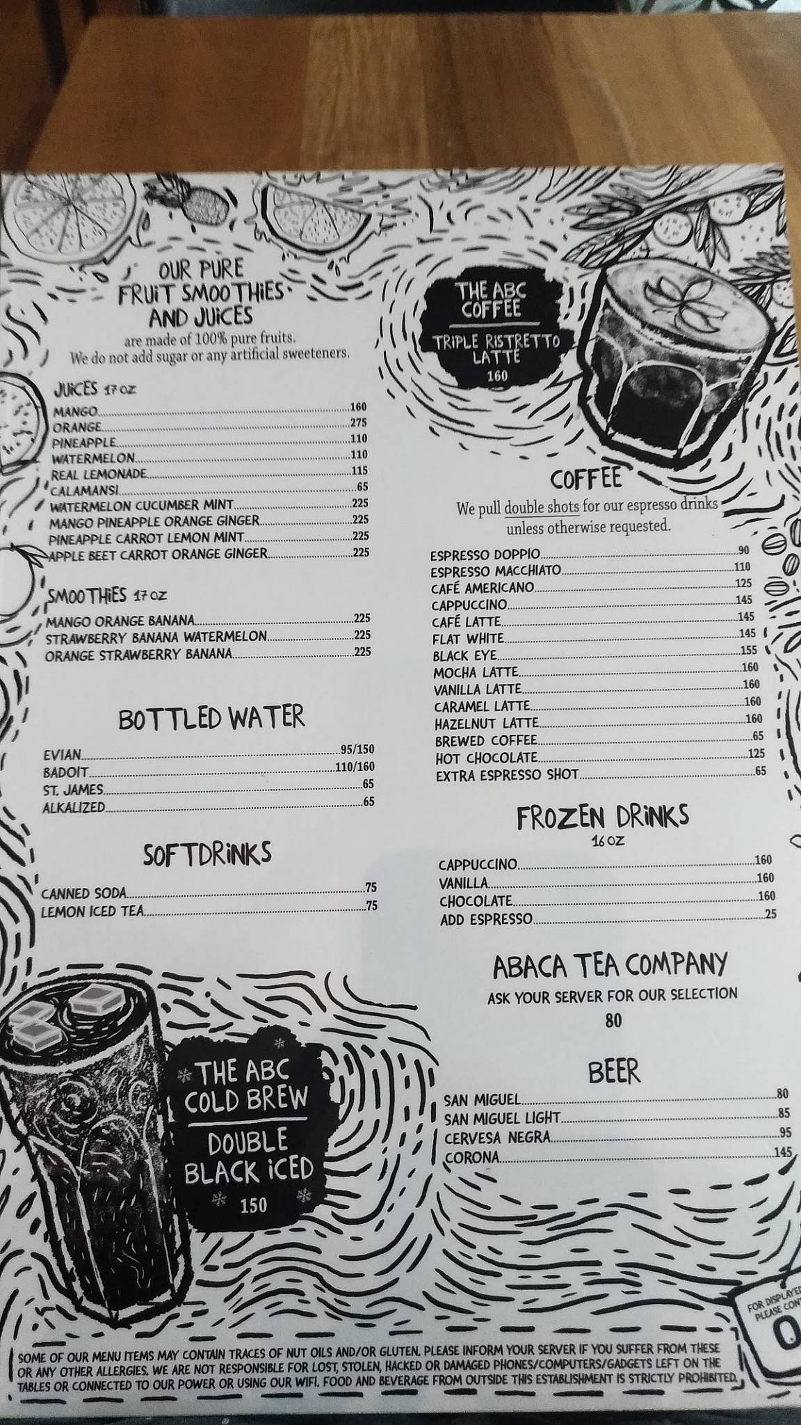 Menu at Abaca Baking Company Ayala cafe, Cebu City, The Terraces