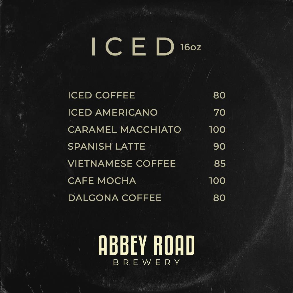 Menu at Abbey Road Brewery, Apalit