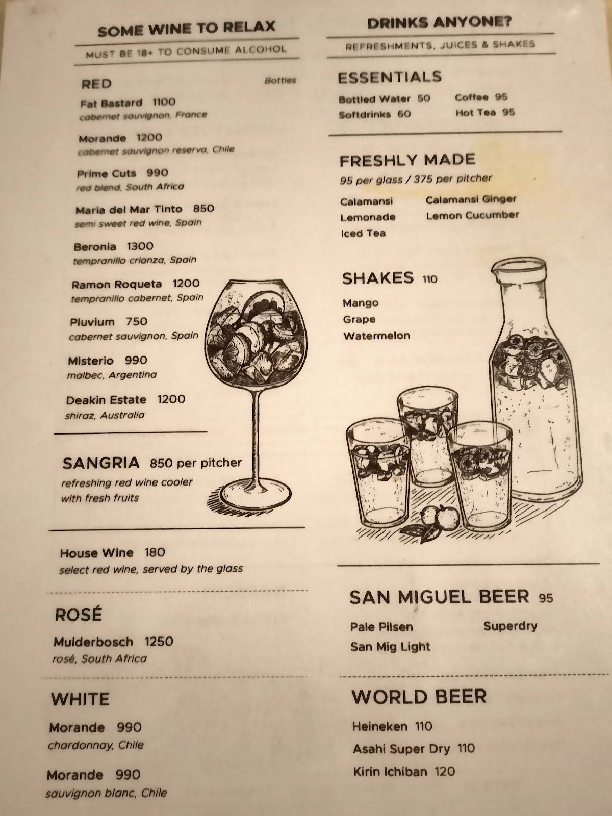 Menu at Acacia Steakhouse, Cebu City
