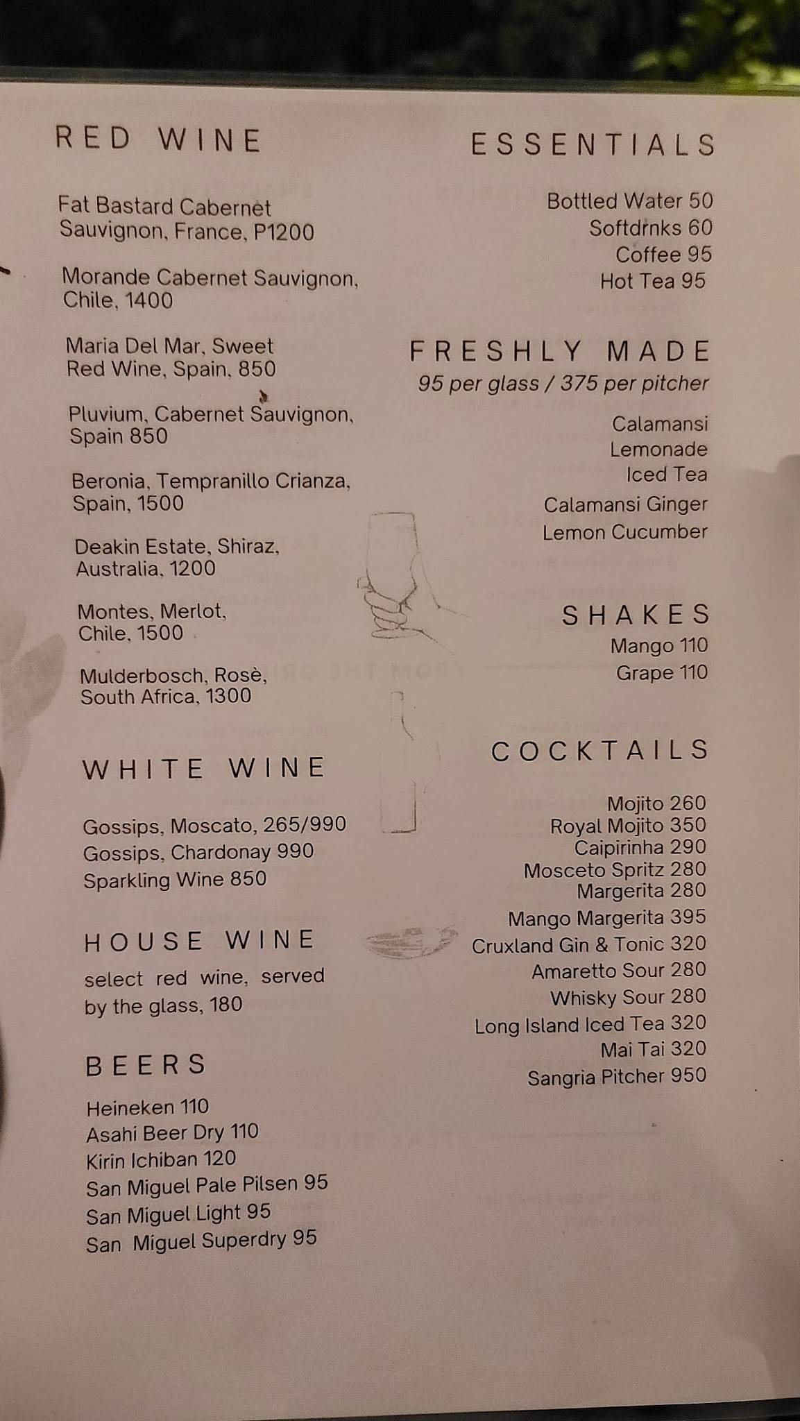 Menu at Acacia Steakhouse, Cebu City