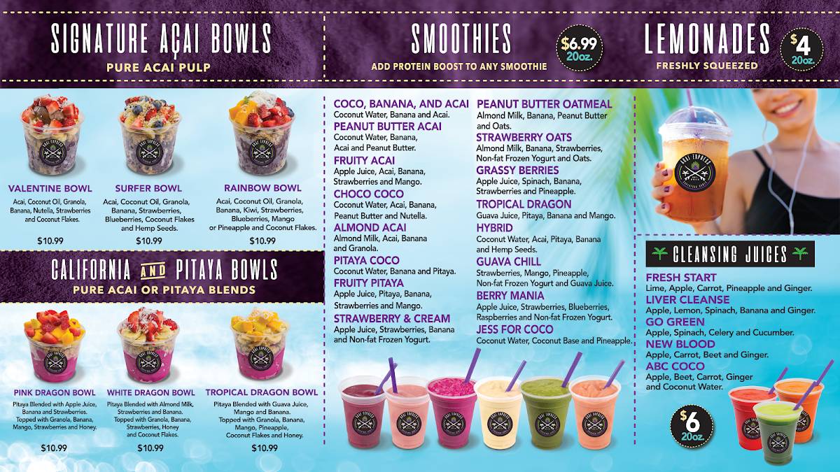 Menu at Acai Express restaurant, Hartsville