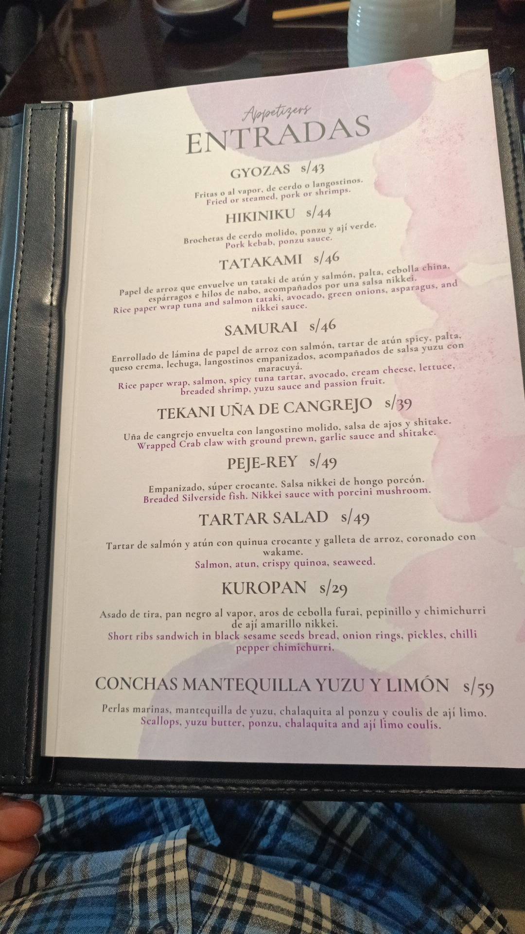 Carta del restaurante Ache, Miraflores