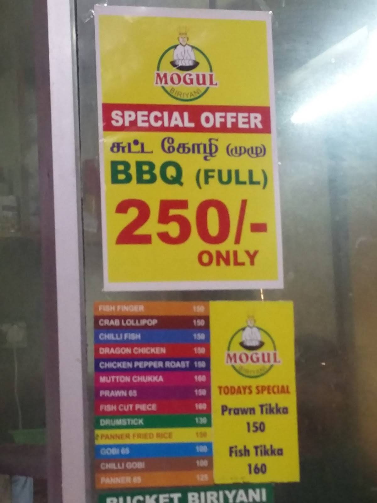 Menu at Adambakkam Mogul Biriyani, Chennai