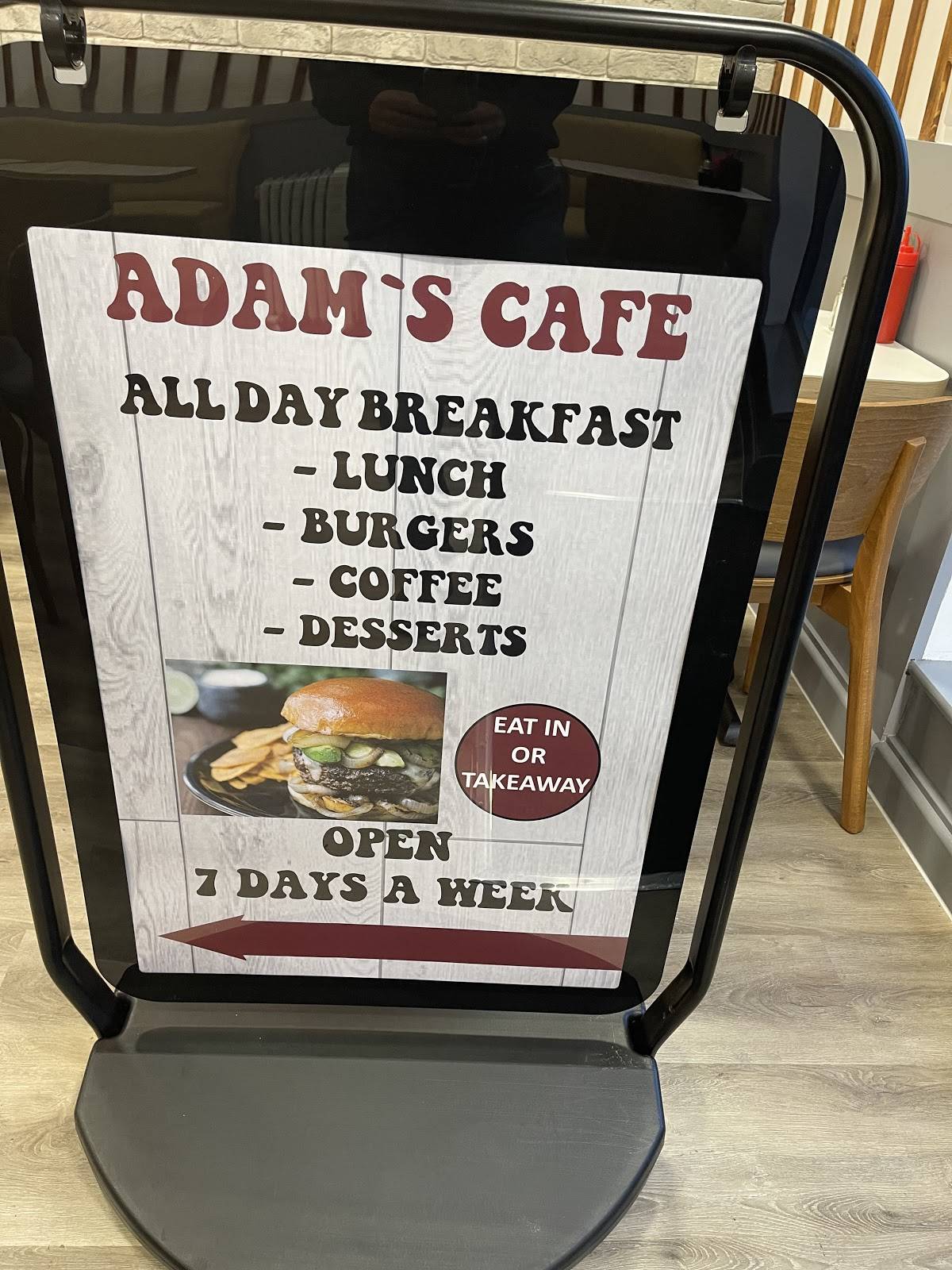 Menu at Adam’s cafe, Southampton