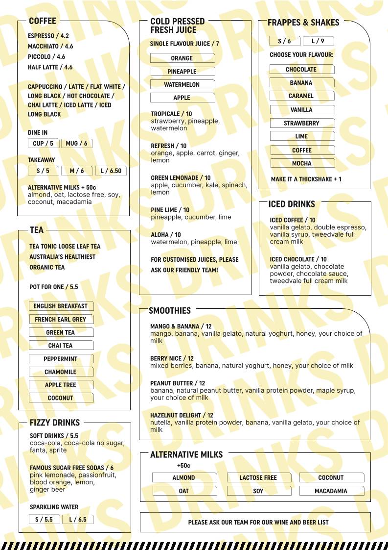 Menu at Zeea's Eatery restaurant, Glenunga, 553 Portrush Rd