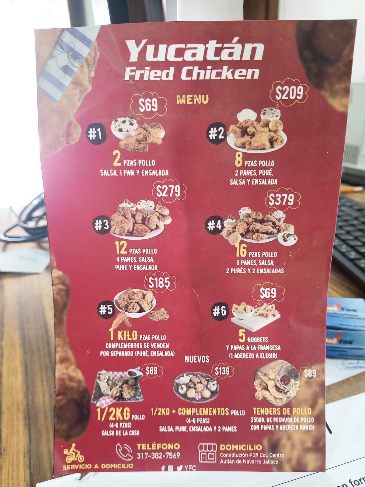 Carta del restaurante Ady Fried Chicken, Autlan del Navarro