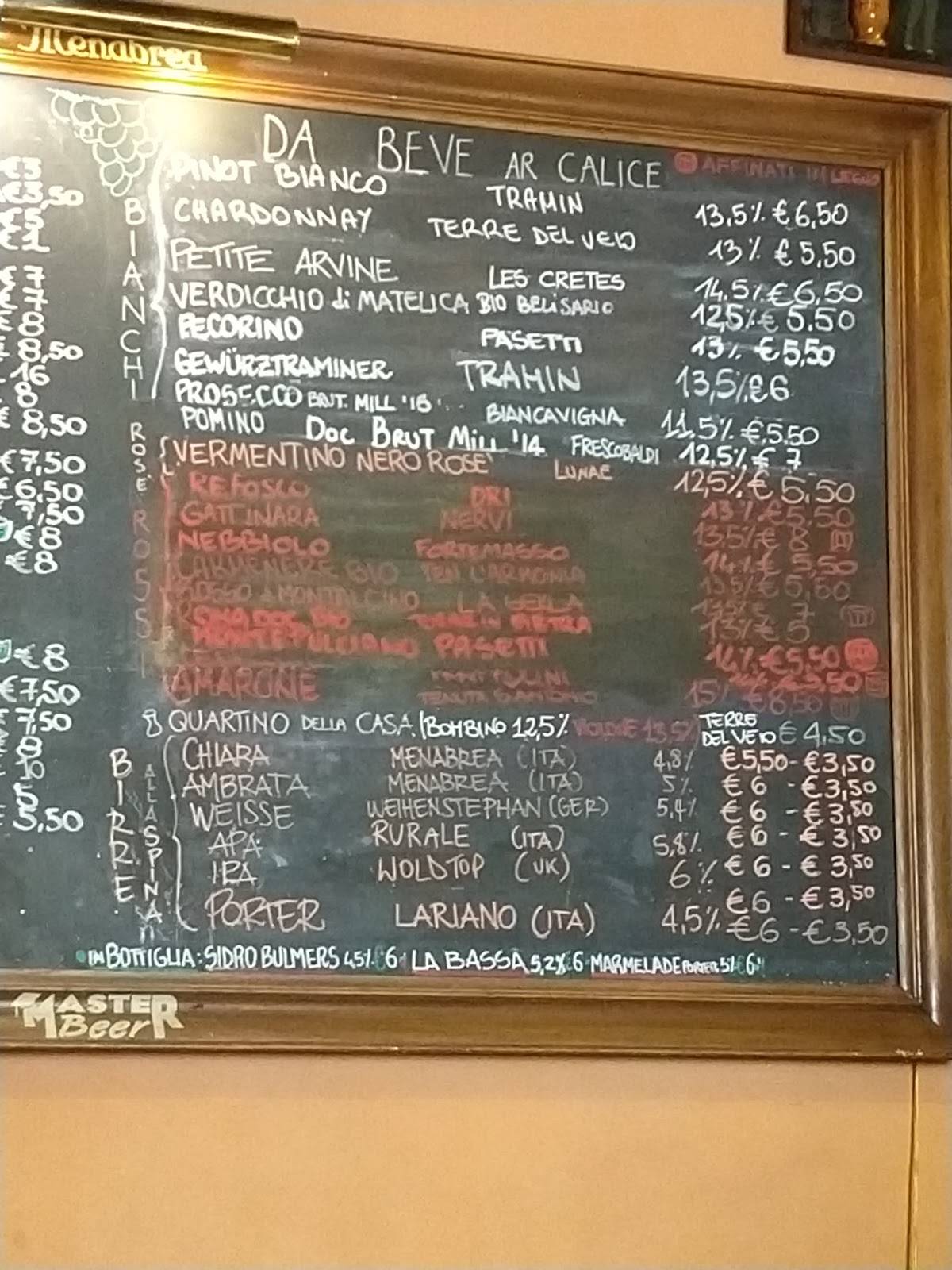 Menu at Ai Tre Scalini pub & bar, Rome, Via Panisperna