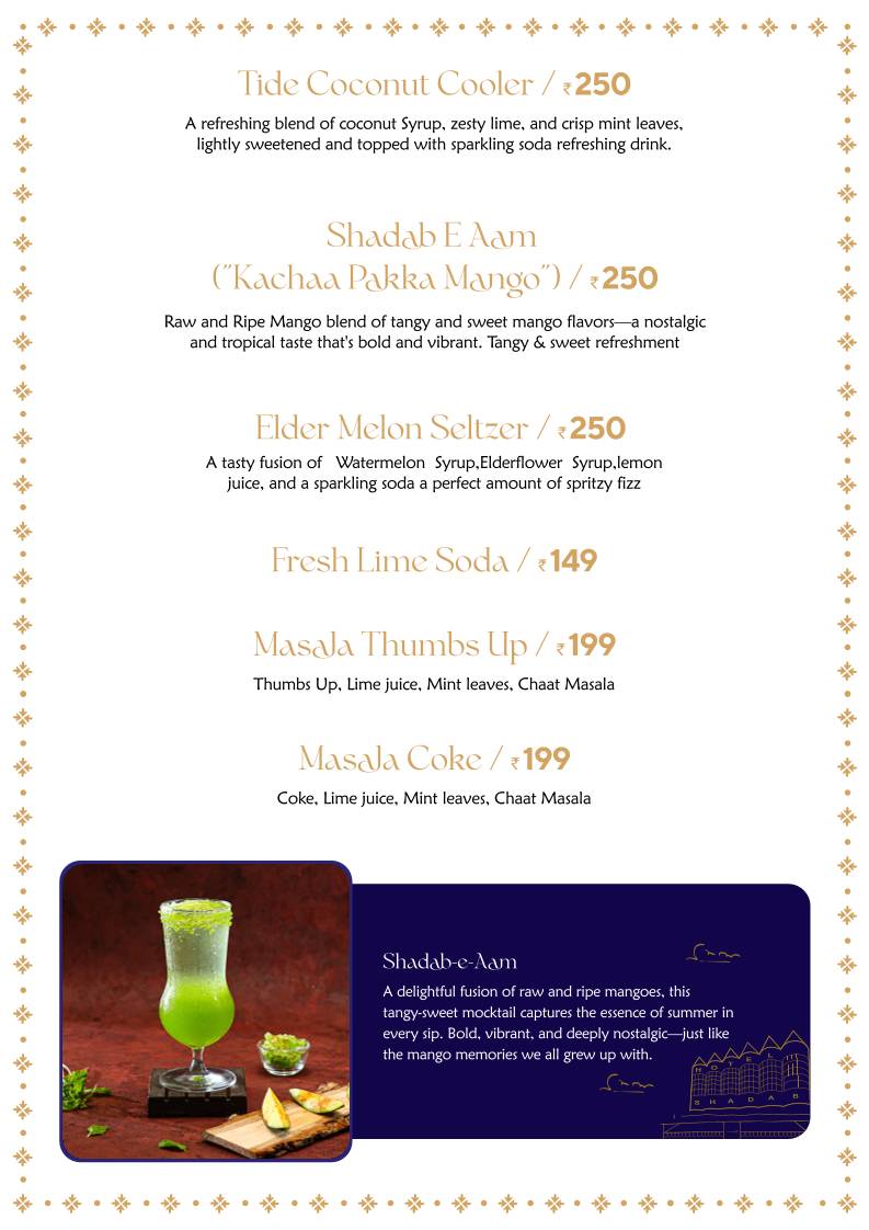 Menu at Aiwan-e-Khas By Shadab, Hyderabad