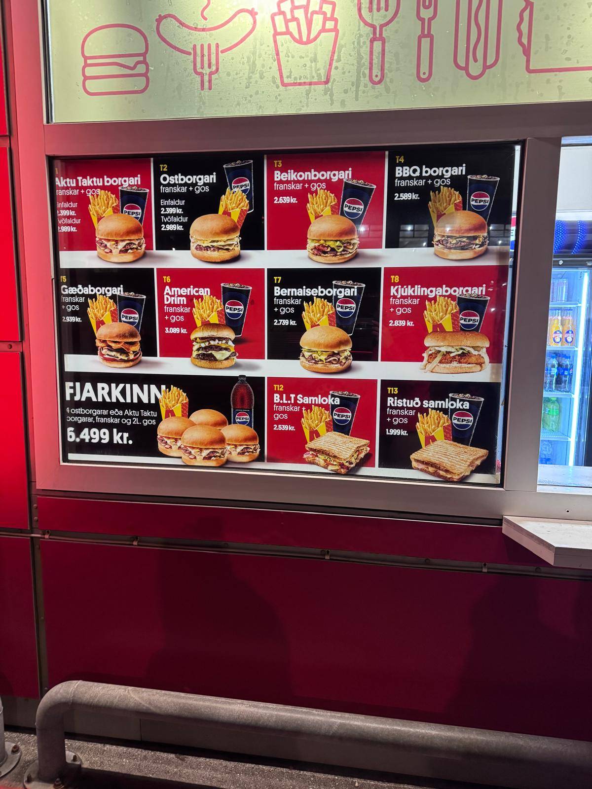 Menu at Aktu-Taktu restaurant, Reykjavík, Skúlagata 15
