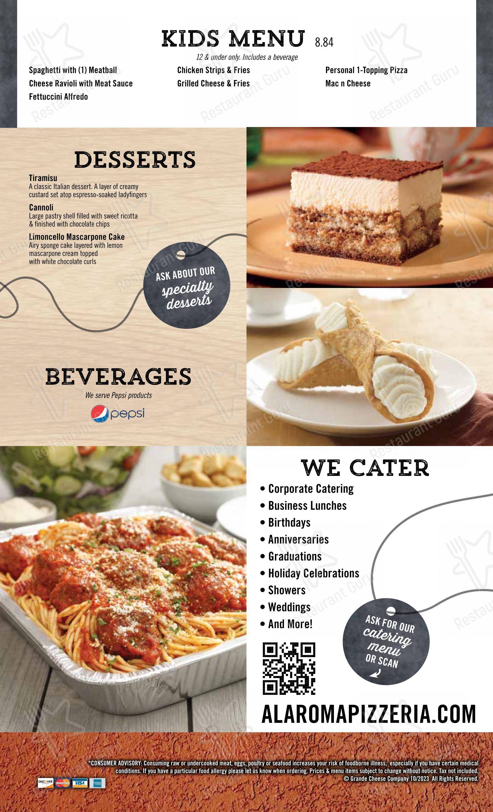 Menu at Ala Roma Pizzeria & Pub, Fond du Lac, 171 N Pioneer Rd