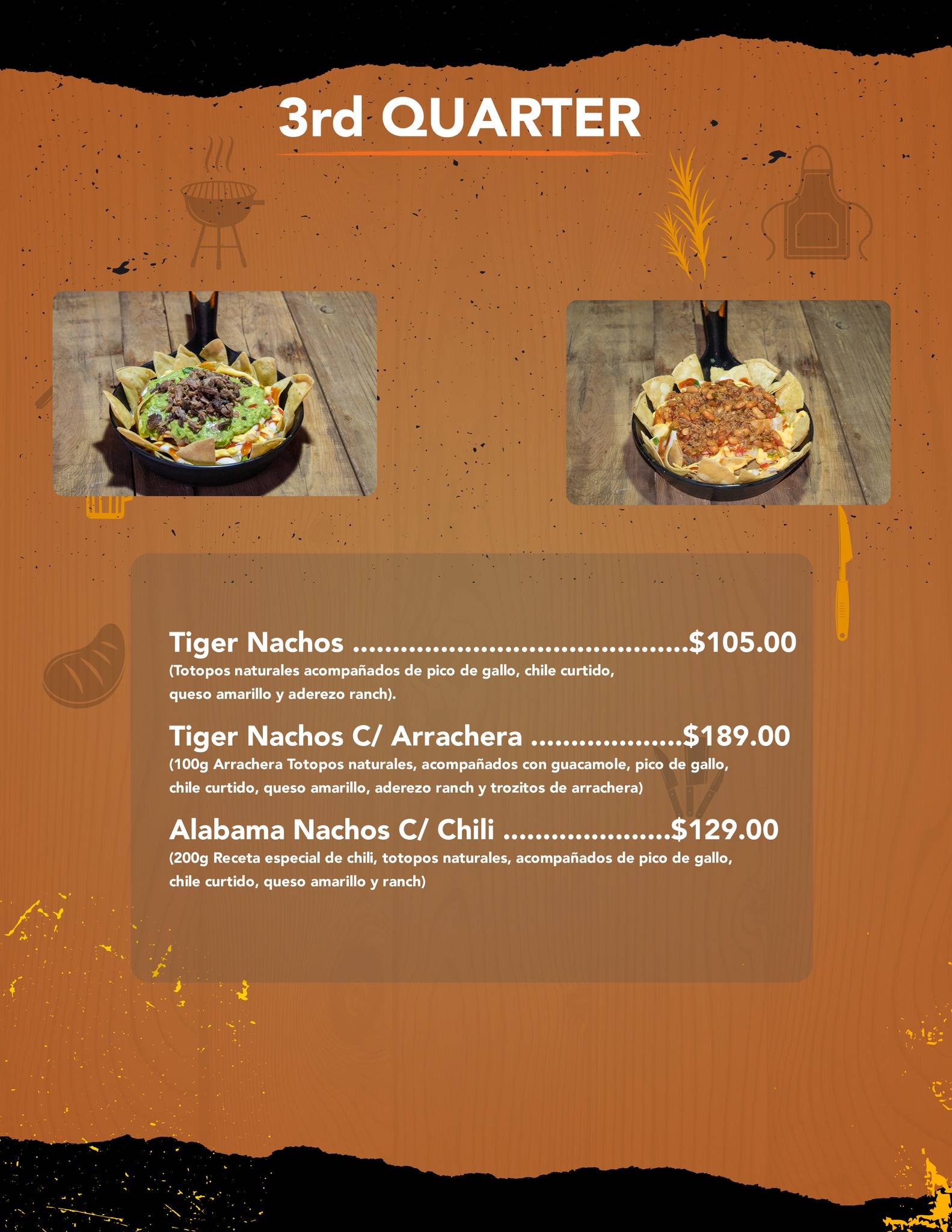 Carta de Alabama Sports Bar & Grill, Torreón