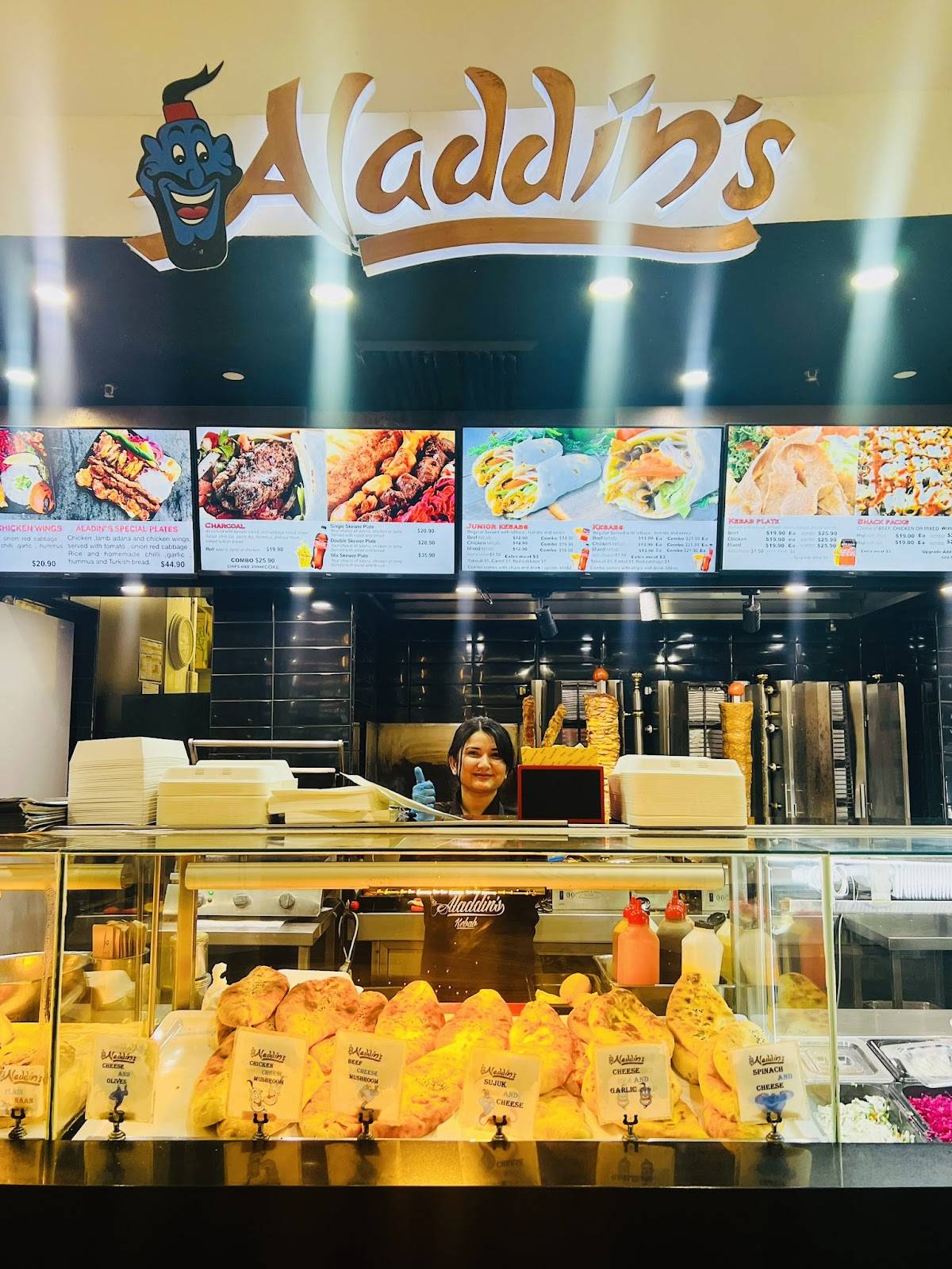 Menu at Aladdin's Kebab restaurant, Bankstown