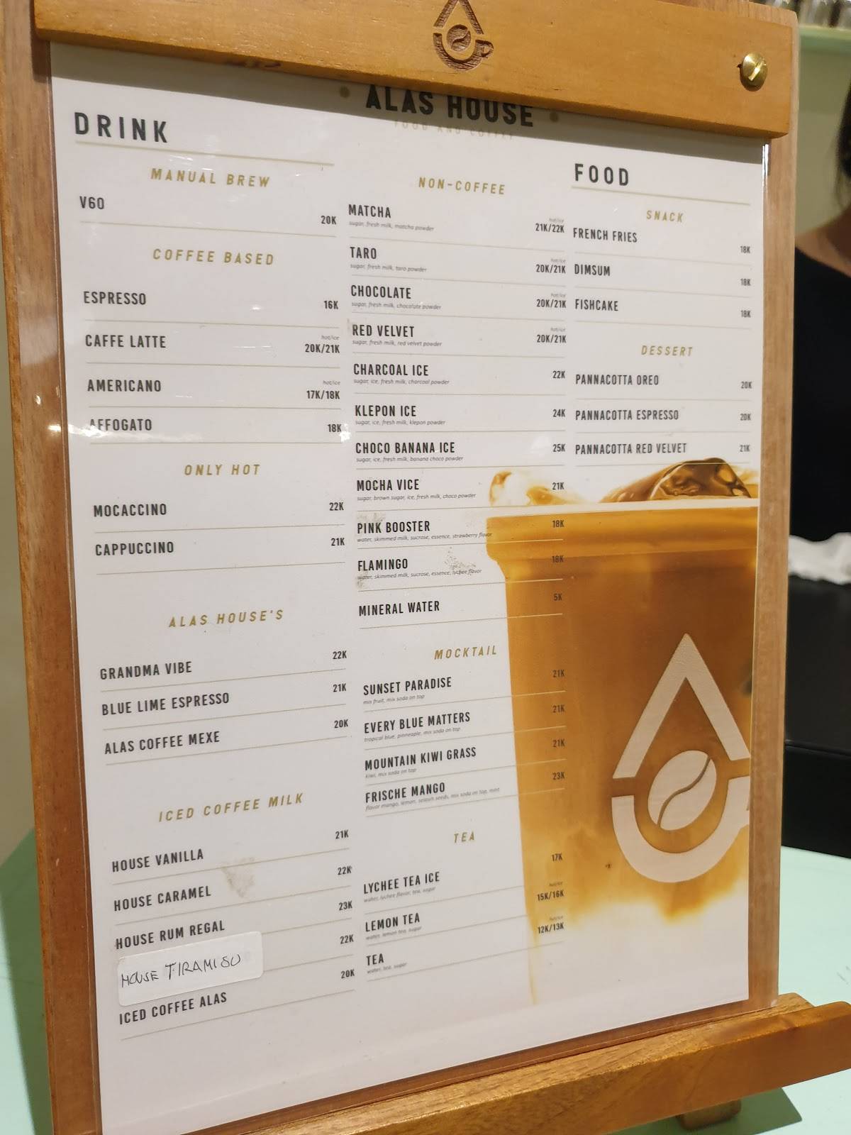 Carta del restaurante Alas House, Purwokerto