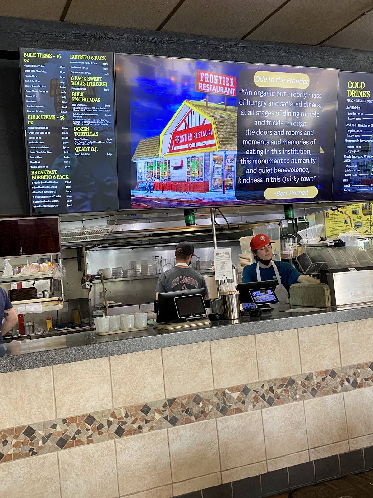 Menu at Frontier restaurant, Albuquerque, Central Ave SE