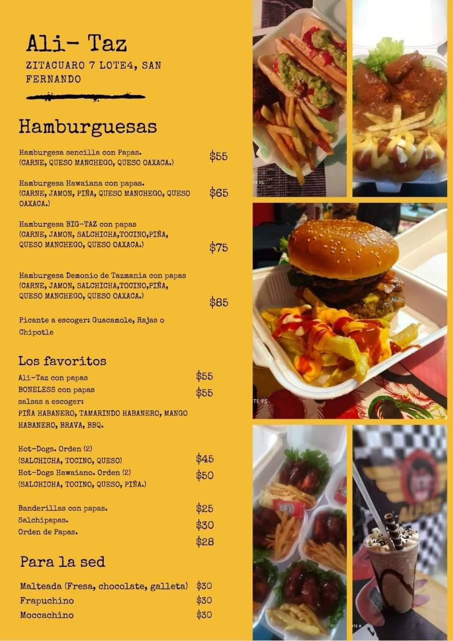 Carta del restaurante Ali-taz, Ciudad del México