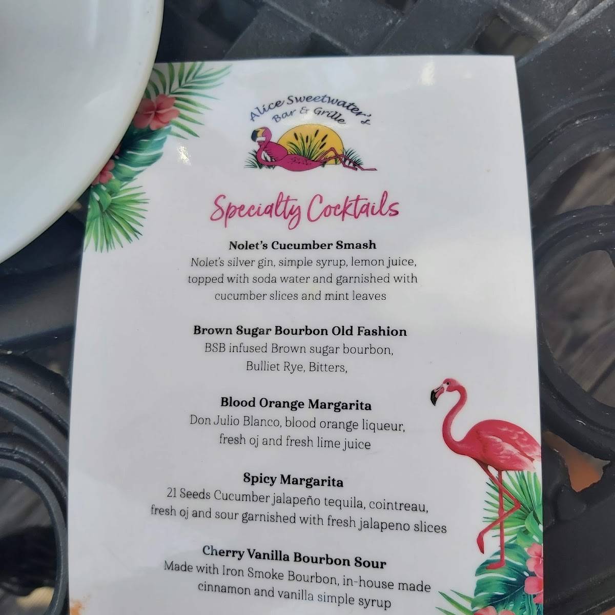 Menu at Alice Sweetwater's Bar & Grille, Naples