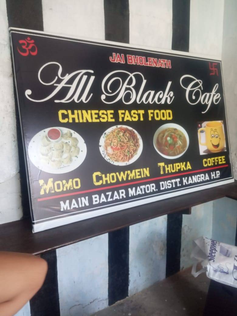 Menu at All black cafe, Kangra