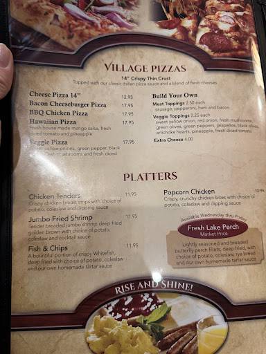 Menu at The Village Grille pizzeria, Green Bay, 801 Hoffman Rd