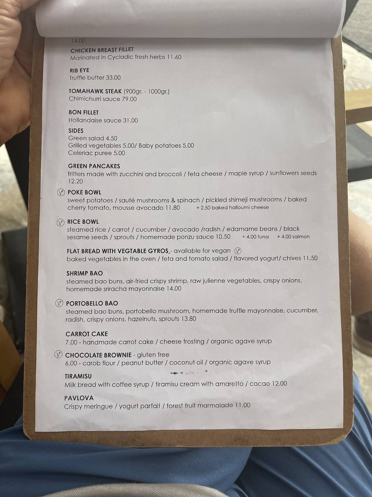Menu at Almond in Paros, Naousa
