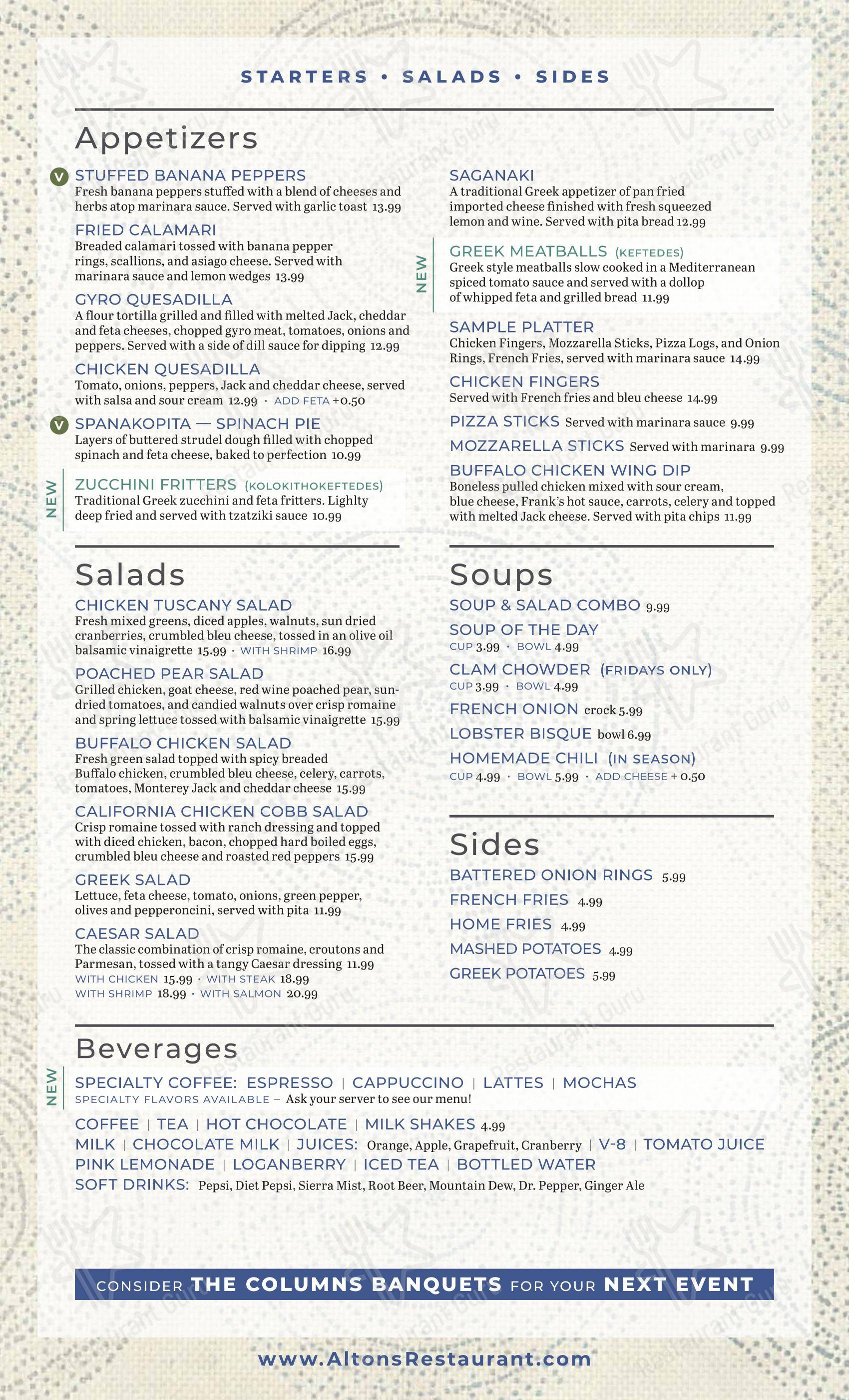 Menu at Alton's Restaurant - Elma, Elma, Transit Rd
