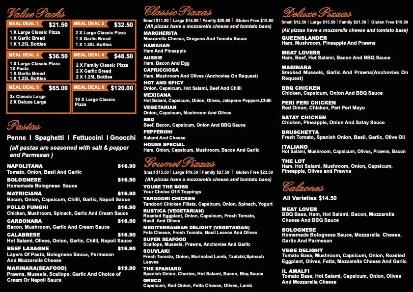 Menu at Amalfi Pizza & Pasta Wendouree pizzeria, Wendouree