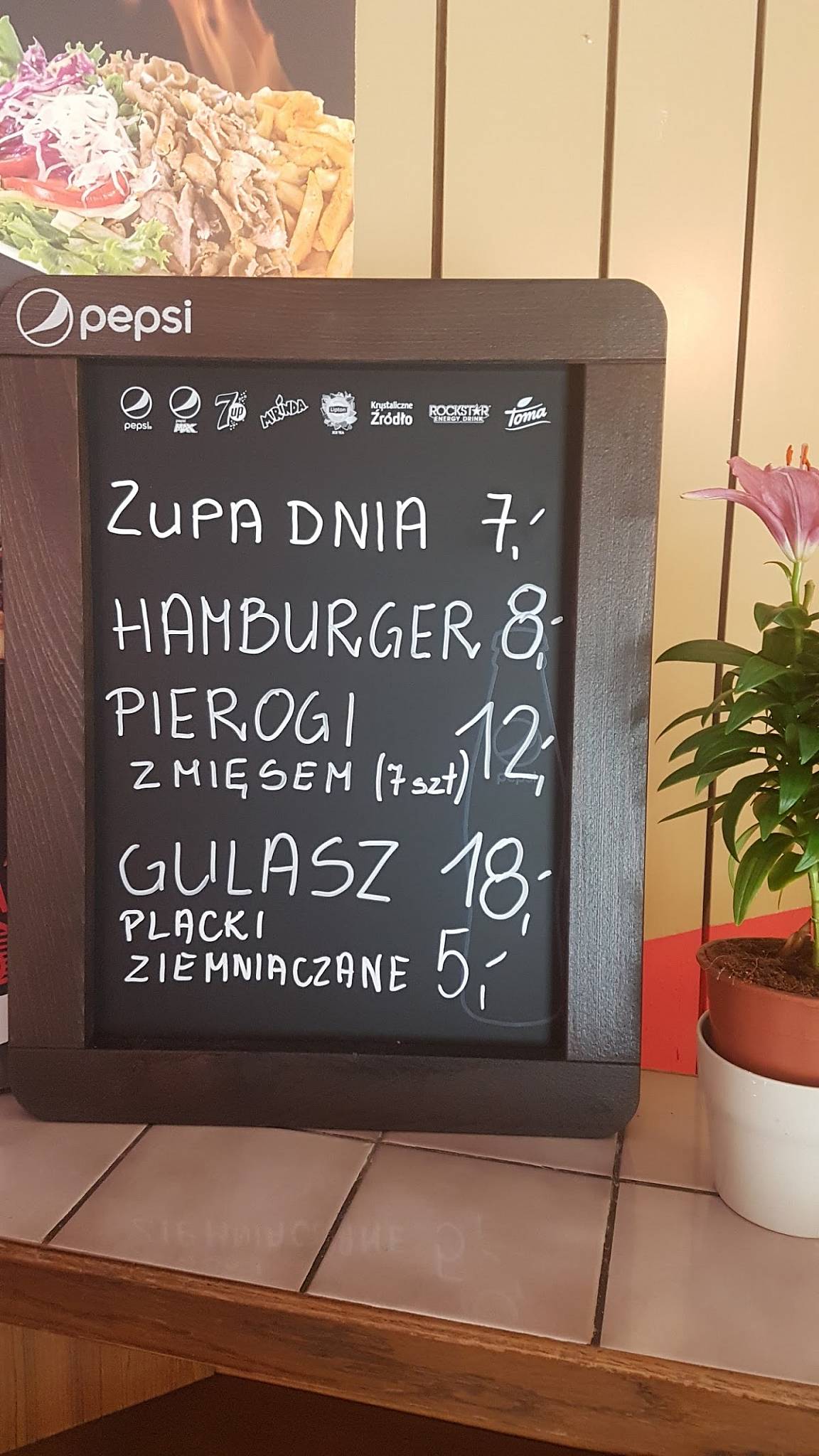 Menu at Amfora restaurant, Kudowa-Zdrój
