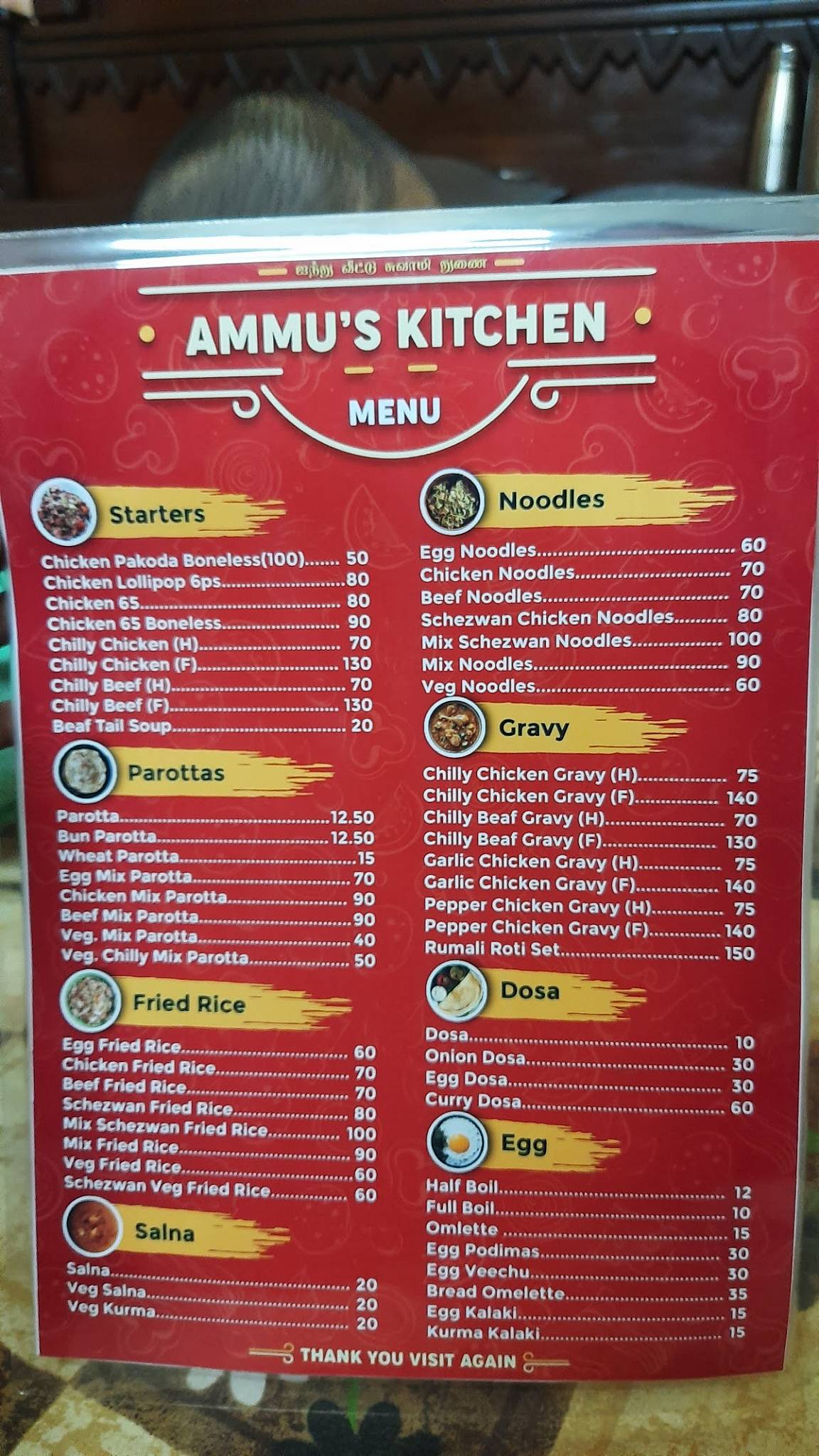 Menu at Ammu's kitchen, Chennai, +RMC