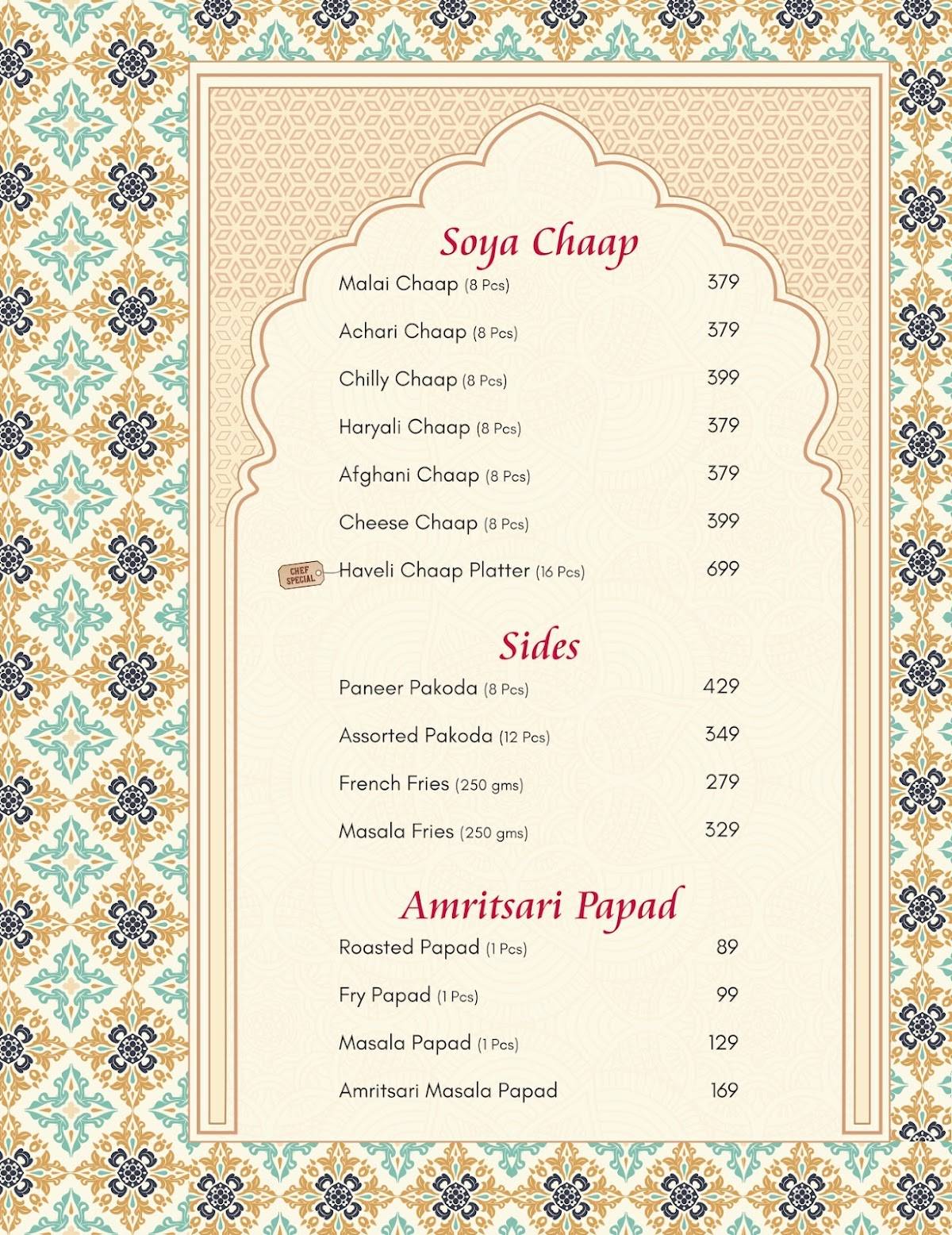 Menu at Amritsari Haveli Lucknow, Lucknow