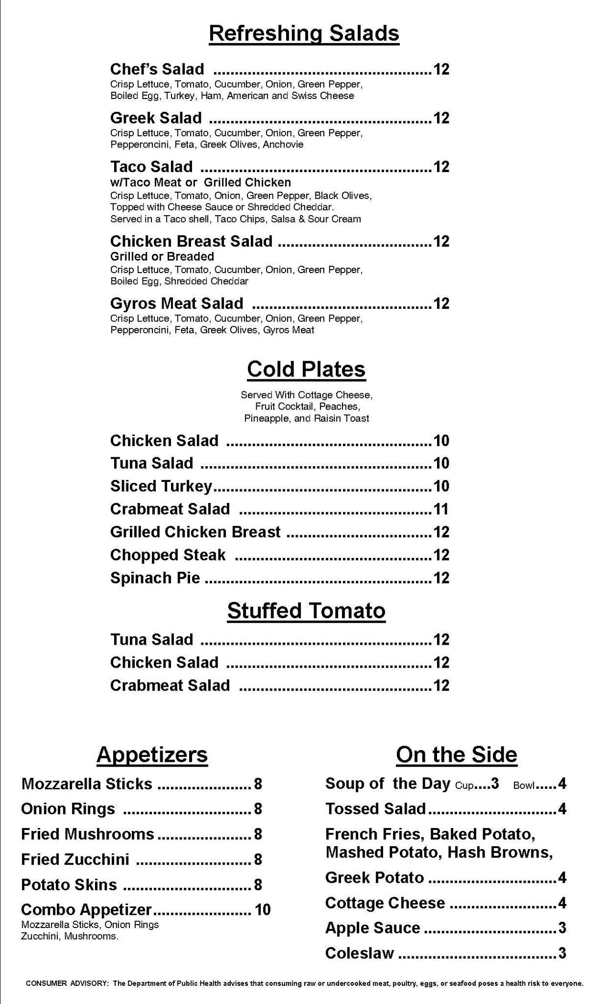 Menu at Angelos Family Restaurant, South Bend