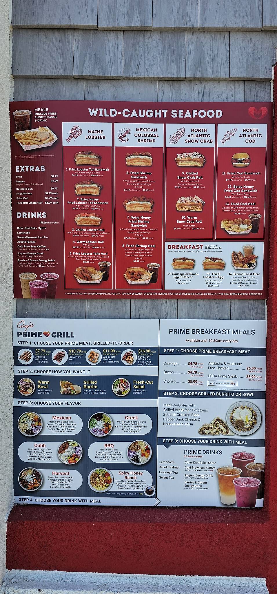 Menu at Angie's Lobster, Burger and Prime Grill restaurant, Mesa