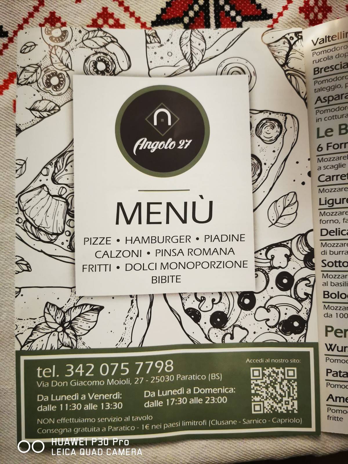 Speisekarte von Angolo 27 restaurant, Paratico