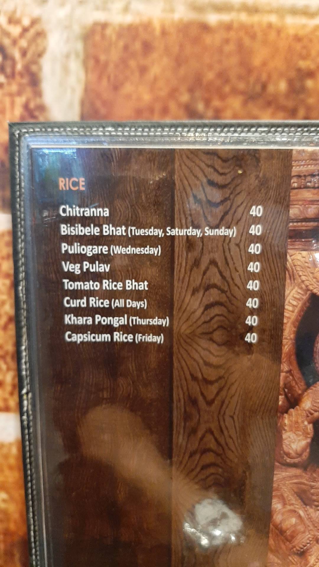 Menu at Anna Idli Gruha, Vijayapura, SH 34