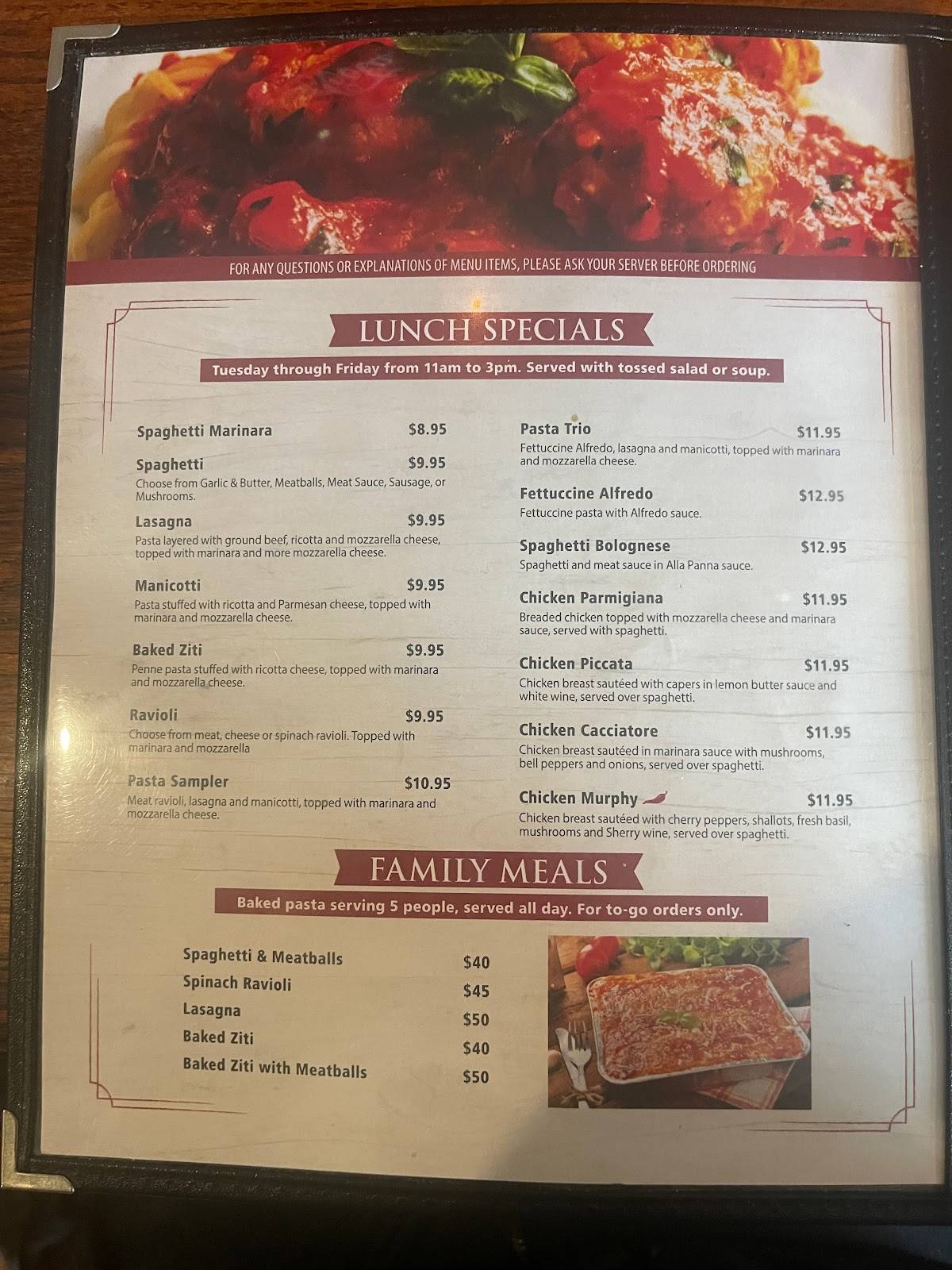 Menu at Anthony's Italian Restaurant, Fort Smith