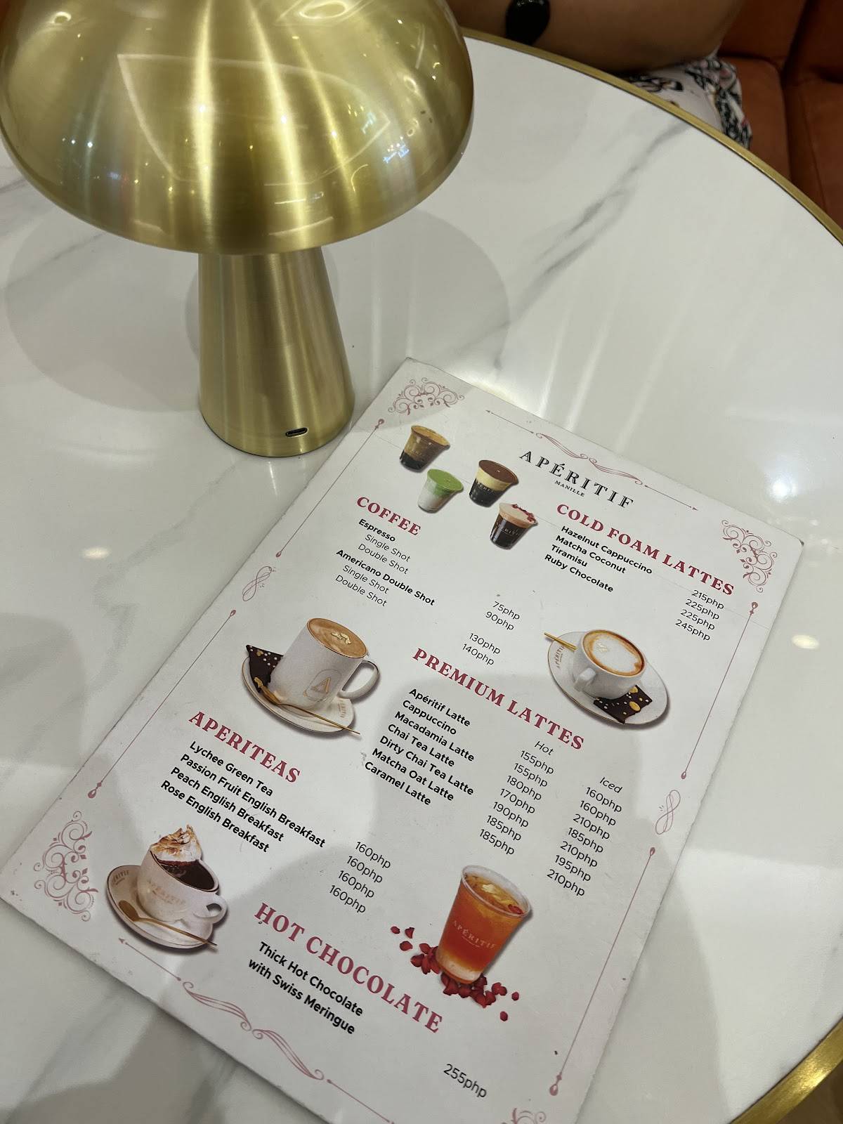 Menu at Aperitif Manille, Quezon City