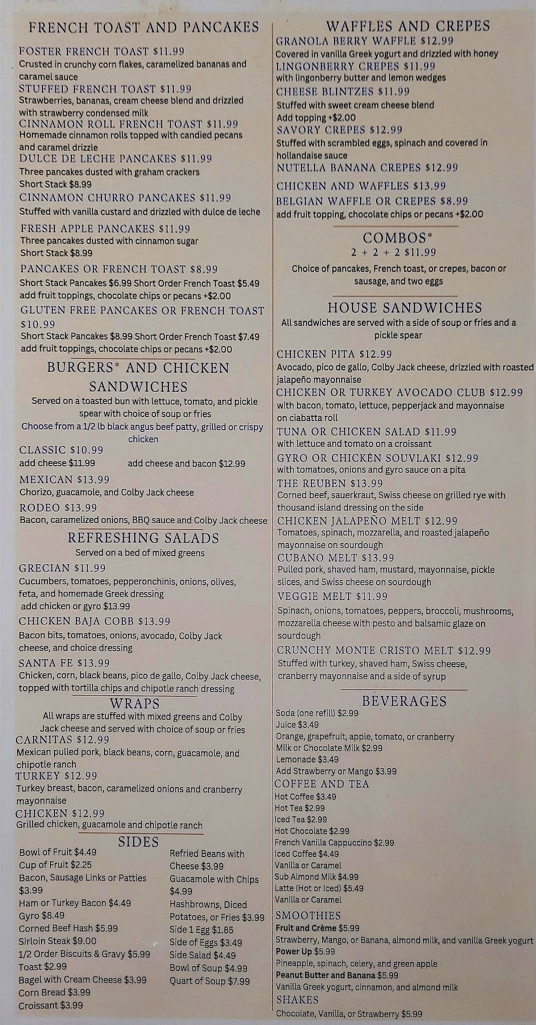Menu at Aries Café restaurant, Racine